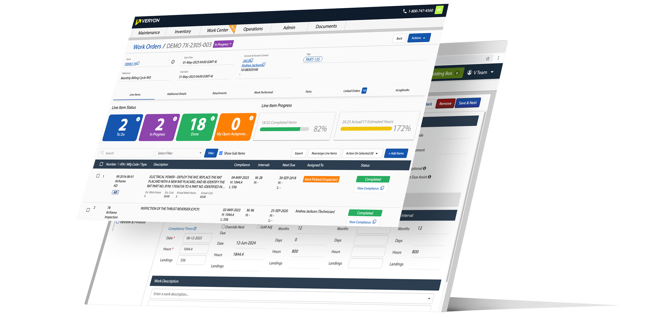 Veryon Work Center: Aviation Service Center Management