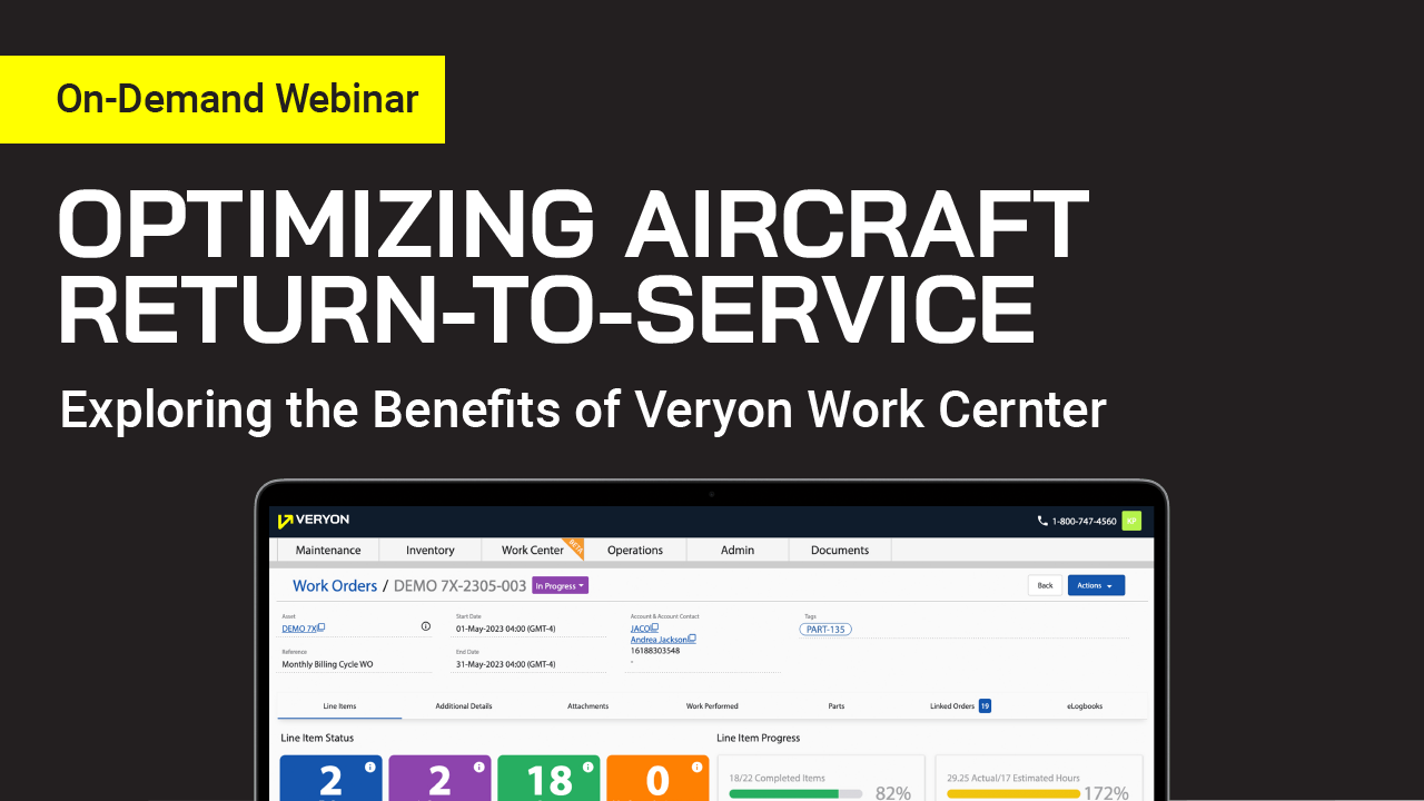 Aircraft Return-to-Service Optimization with Veryon Tracking